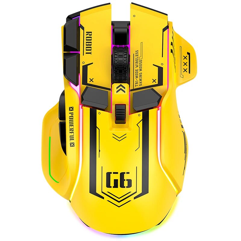 Беспроводная игровая мышь HXSJ, черная, 12 кнопок, RGB