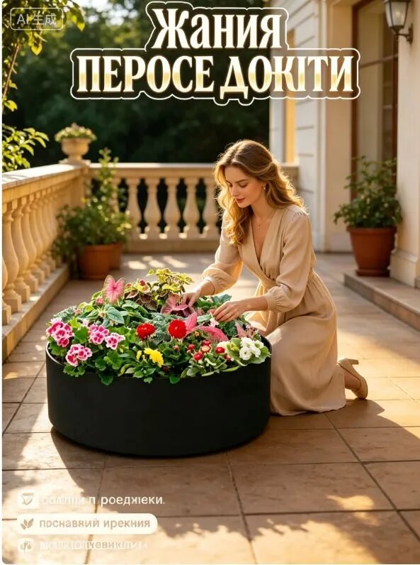 Кашпо из фетра для дома, 70 л, 20 см, черный матовый, 1 шт, артикул 2809378919