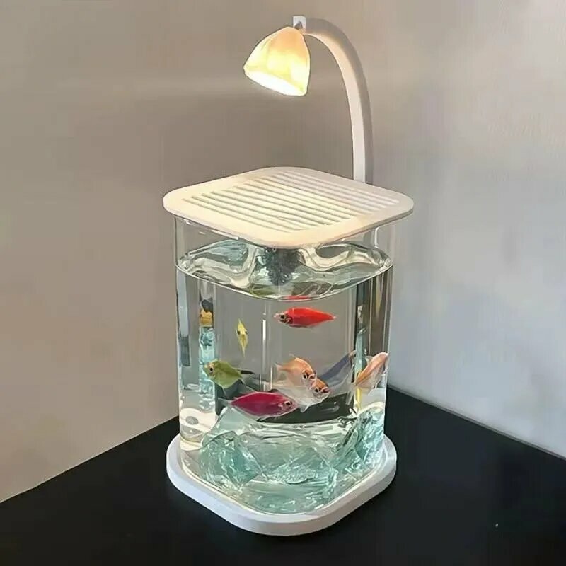 Аквариум для рыб/aquarium/с подсветкой, белый, синий