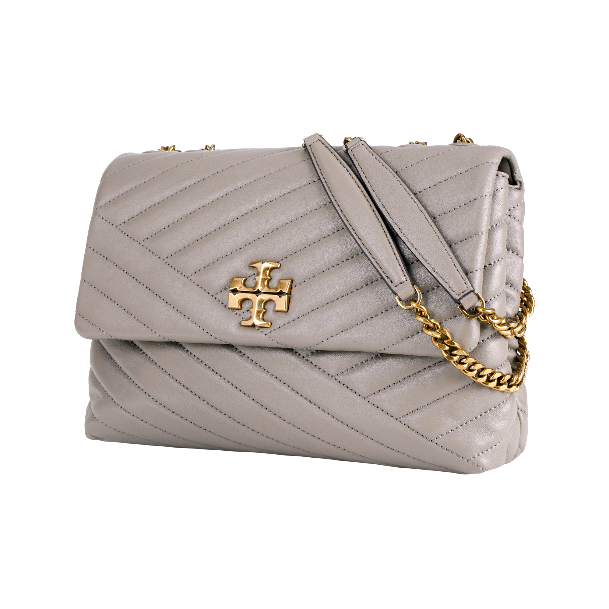 Сумка Tory Burch Kira, фактура плетеная, серый — фото 1