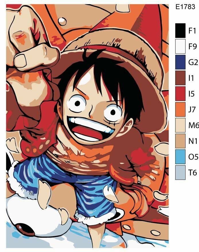 Детская картина по номерам E1783 "Аниме Ван Пис (One Piece). Манки Д. Луффи Соломенная Шляпа Луффи" 20x30