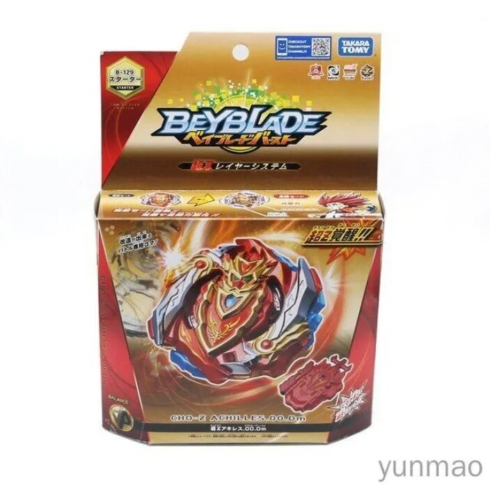 Beyblade Burst Cho-Z Achilles B-129 Takara Tomy Красный Волчок с Лаунчером и Наклейками для Мальчиков