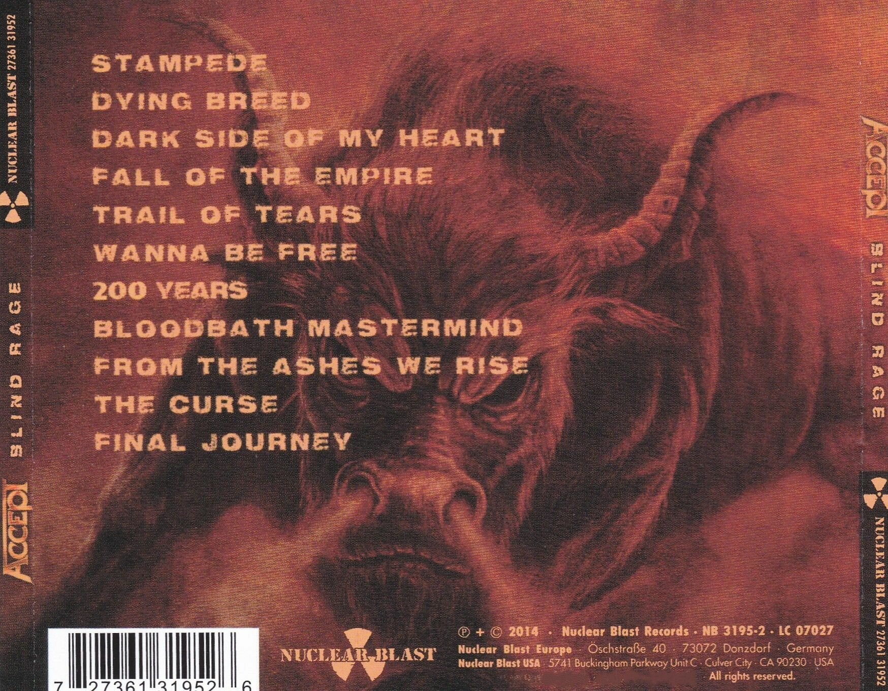 Accept - Blind Rage, 2014, 16-page, CD-Аудио — фото 1