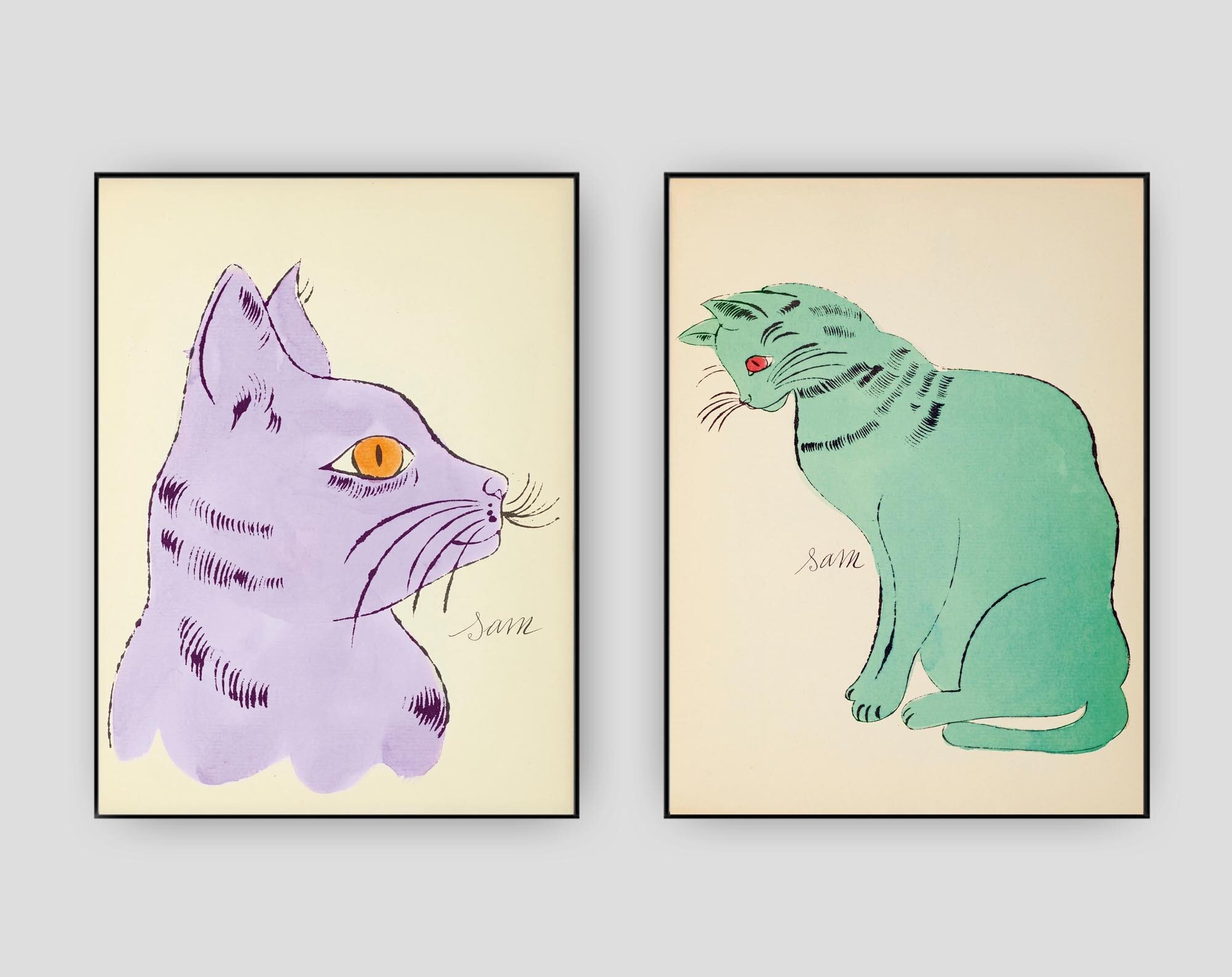 Постеры Энди Уорхол Коты по имени Сэм Andy Warhol Cats 2 шт размер A3 / поп-арт картины для интерьера