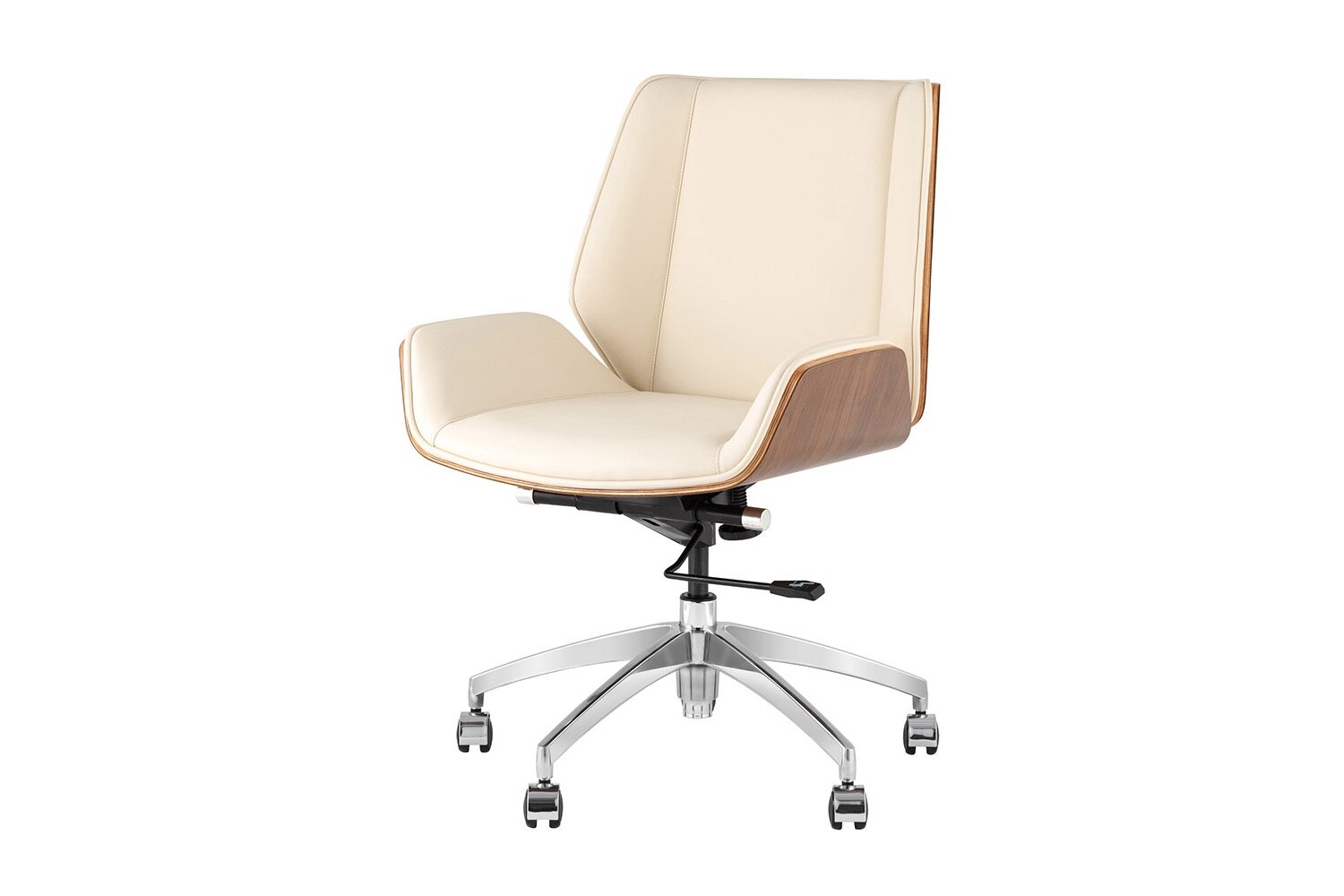Кресло офисное TopChairs Crown SN A312-A 8383-1, бежевый/коричневый (Walnut Back)/хром