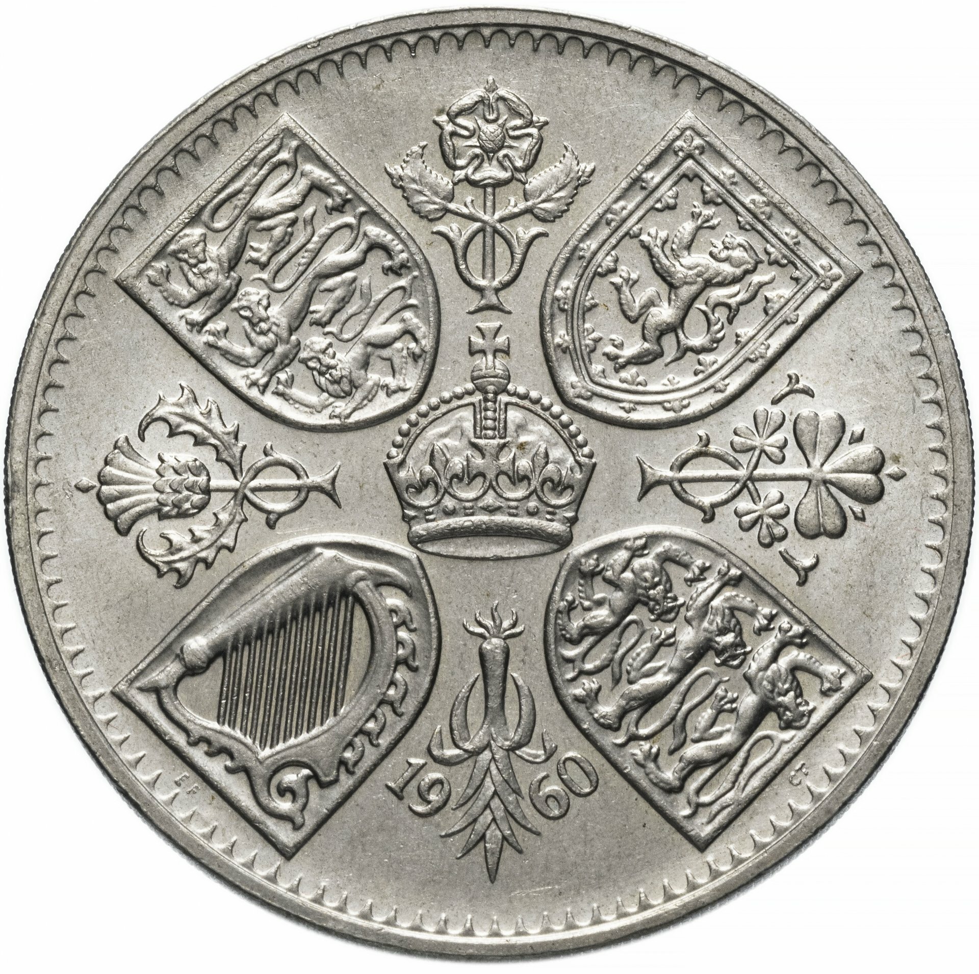 Великобритания 5 шиллингов shillings 1960 "Британская выставка в Нью-Йорке", Мельхиор медь-никель, в сохранности XF-AU