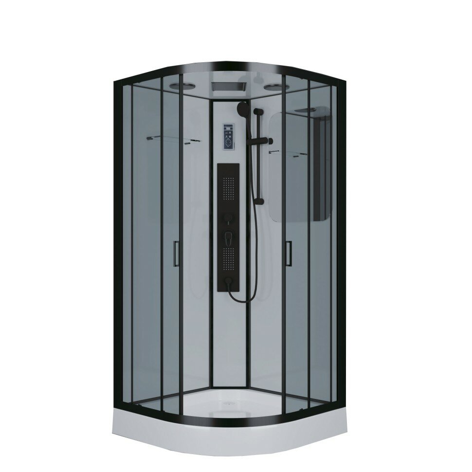 Душевая кабина Niagara Premium NG-6901-01G BLACK (90х90х210) низкий поддон(16 см), черный, стекло тонированное,4 места