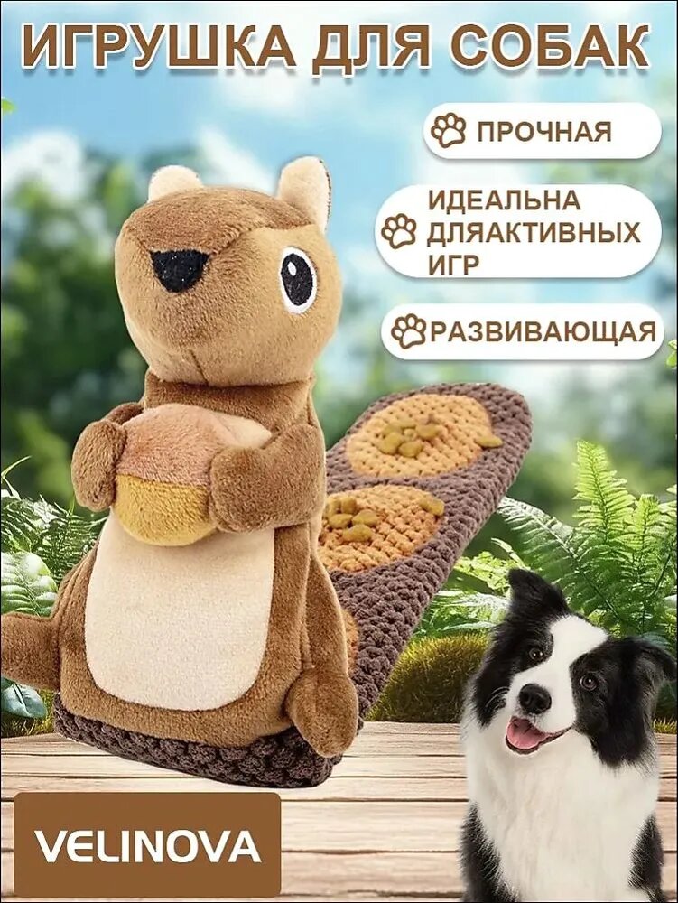 Игрушка для собак в форме белки с встраиваемой пищалкой идеальна для интерактивных игр и развития