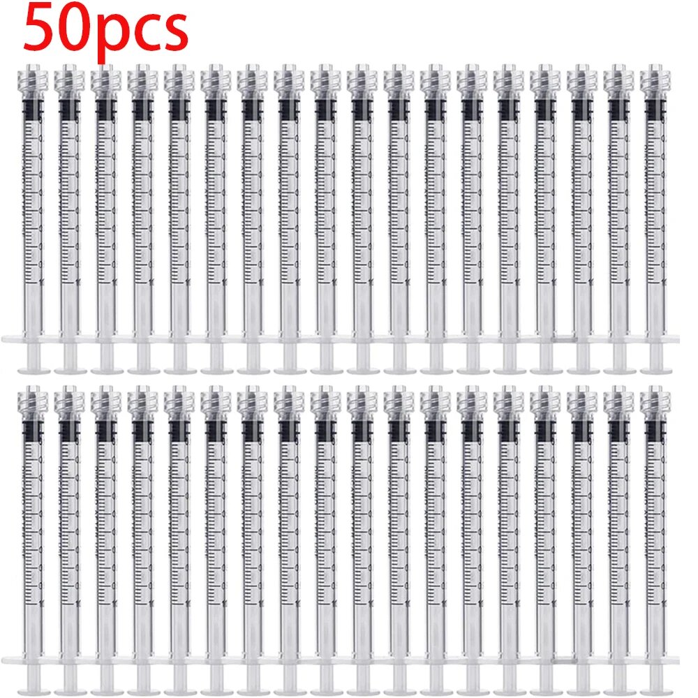 Промышленные лабораторные шприцы 1 мл с замком Луер 100 шт 50Pcs 1ml Screw Cap