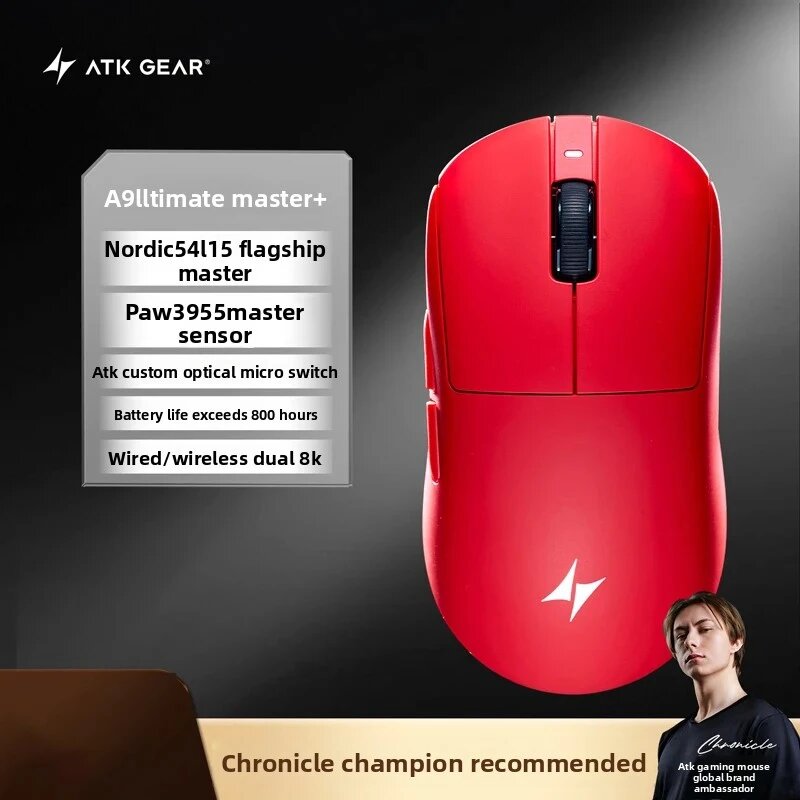 Игровая мышь ATK Dragonfly A9 Ultimate Plus/A9 Air Ultimate Plus 8K Красный, A9 Ultimate Plus D