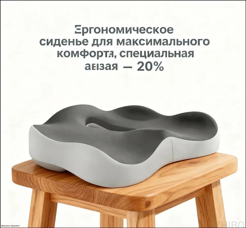 Ортопедическая подушка 34x40 см, пенополиуретан, memory foam, высота 8 см