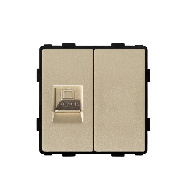 Розетка интернет RJ45 MVAVA, ethernet, CAT5e, механизм без рамки, золотая