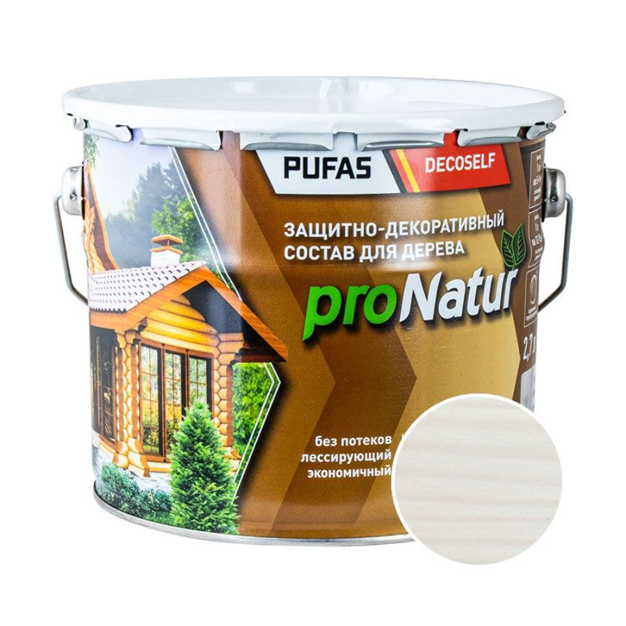 Антисептик для дерева PUFAS proNatur белый 2,7л