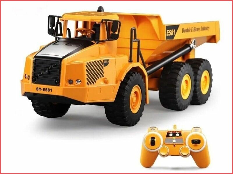 Самосвал на радиоуправлении Double E E581-003 VOLVO 1:26, желтый/черный, с пультом ДУ