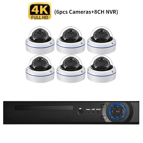 Комплект камер видеонаблюдения Gadinan 4K Ultra HD 8MP POE NVR с записью звука для уличного уличного IP-безопасного видеонаблюдения с детекцией людей и сигнализацией