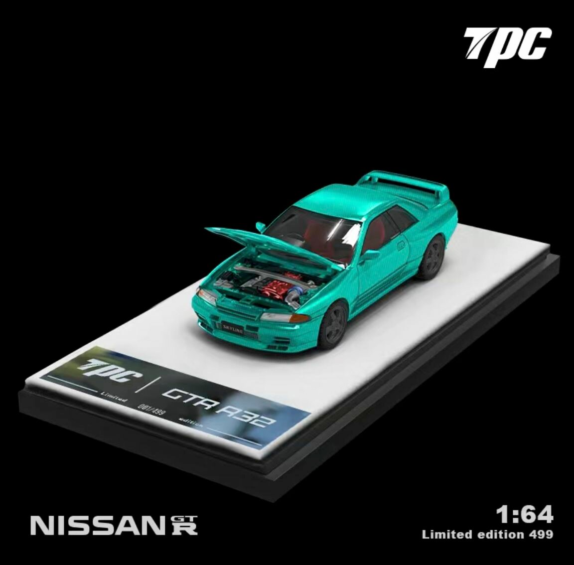 Коллекционная машинка TPC 1:64 Nissan GTR R32 Green carbon fiber