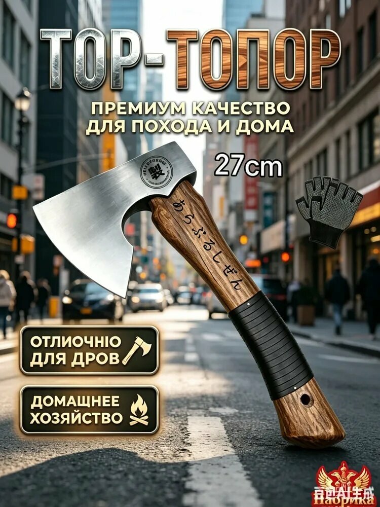 Топор для рубки лба и древесина с кожаной рукоятью, стальной топор для использования на открытом воздухе