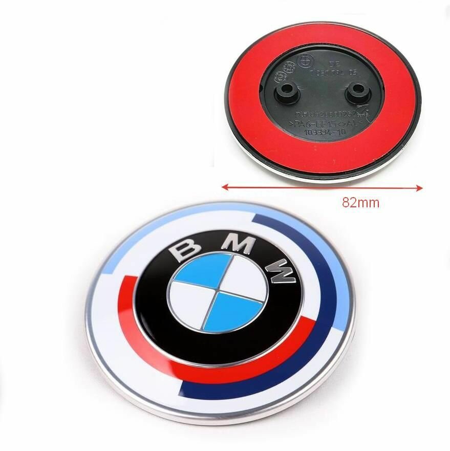 Эмблема BMW 50 Jahre M 82 мм 1шт (3М скотч, 2 Hole) для 51147057794