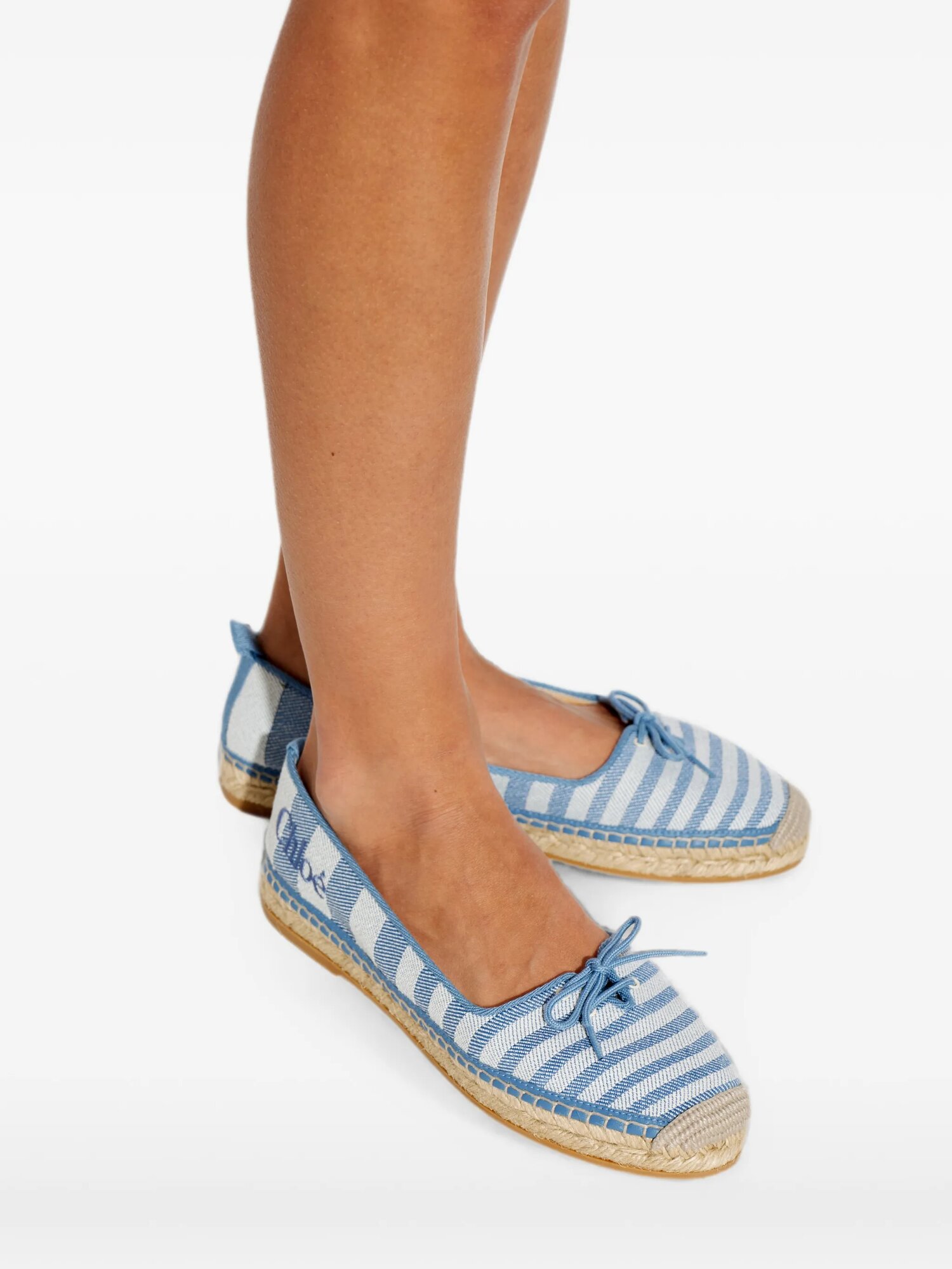 Эспадрильи Chloe Striped bow-detail espadrilles, размер 37, blue — фото 1