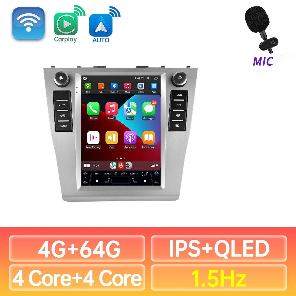 Автомагнитола Android 2Din в стиле Tesla для Toyota Camry 6 XV 40 50, мультимедийный плеер с Carplay, 2006-2012, Autoradio