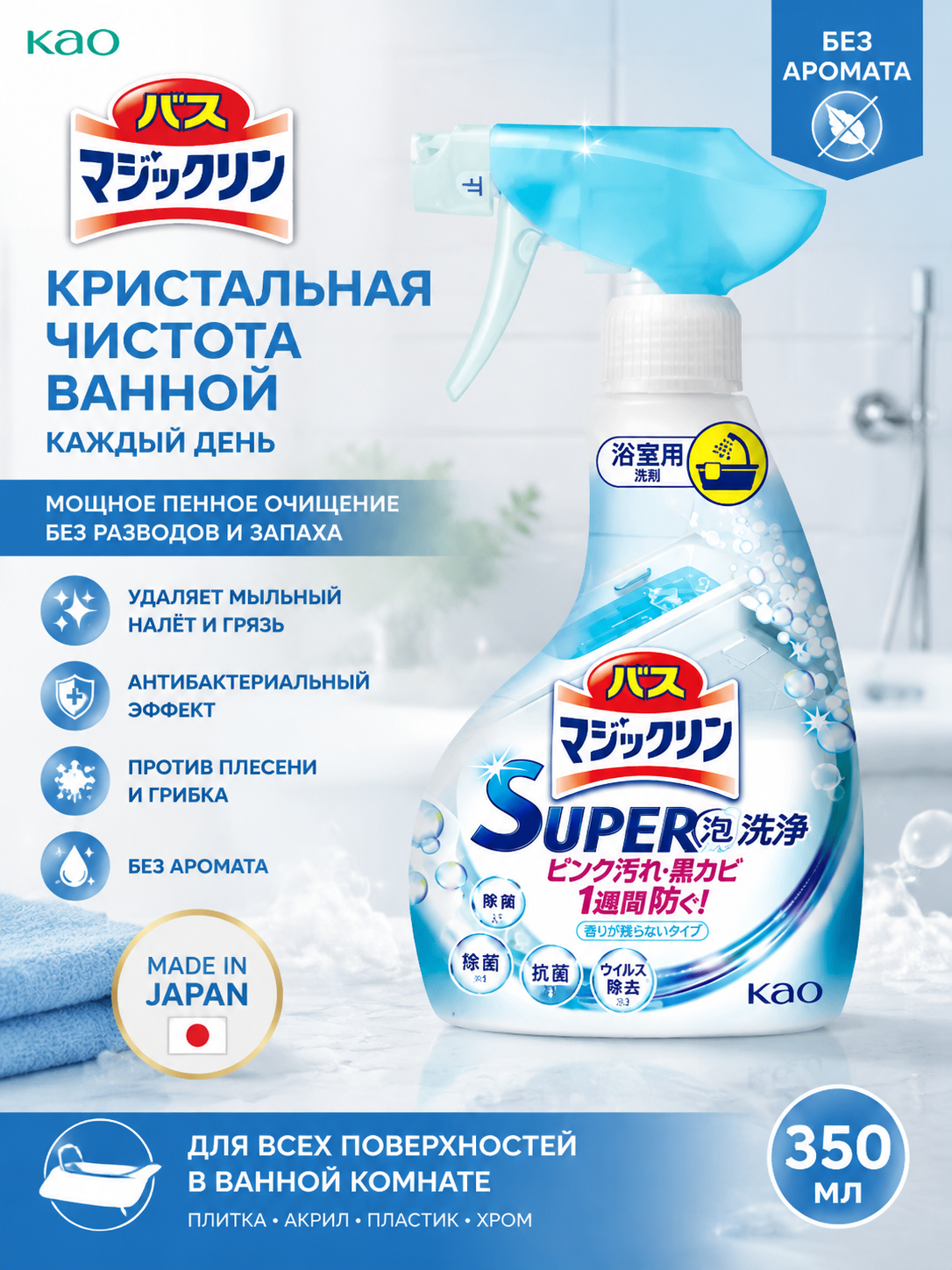 Чистящее средство для ванны Magiclean без аромата 350 мл