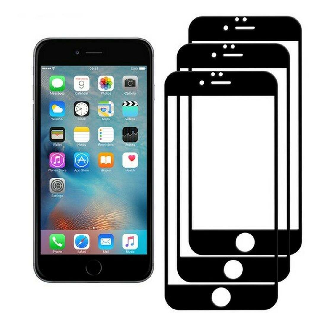 Комплект 2 стекла + 1 в подарок Full Glue Premium Krutoff для iPhone 6/6S черное
