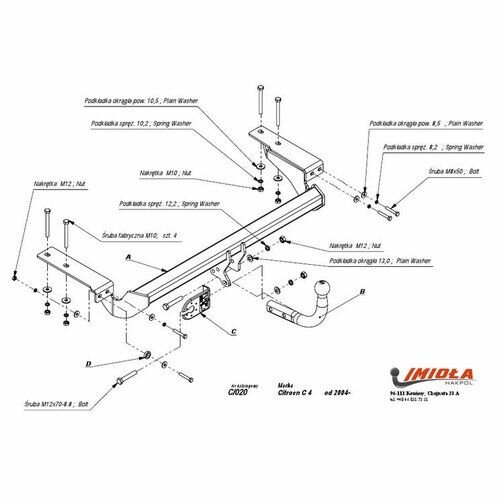 Фаркоп skoda (yeti) IMIOLA c020