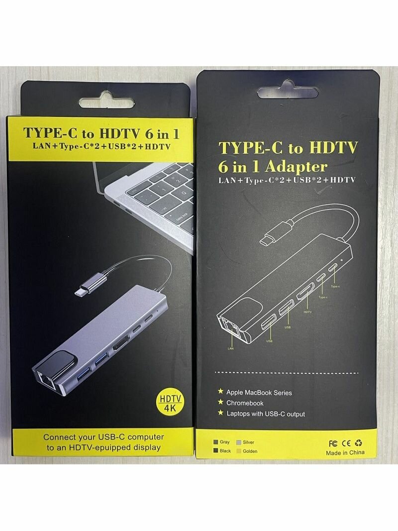 Хаб USB 3.0 тип C, 5-в-1 сплиттер HUB с HDMI 4K, адаптер расширения док-станция для ноутбука телефона Samsung/MacBook/iPad, зарядка быстрая 100W