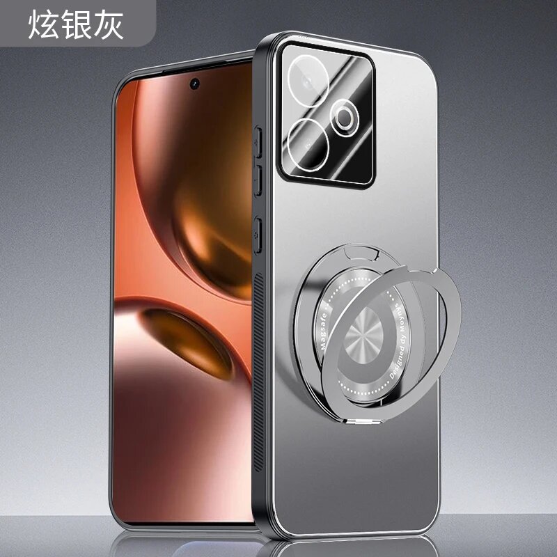 Чехол для Realme GT7, матовый магнитный вращающийся кронштейн, держатель с кольцом для bracket grey