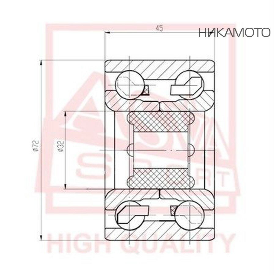 ASVA DAC32720045 подшипник ступичный универсальный 32Х72Х45 TOYOTA TOYOTA MARK 2/CHASER/CRESTA GX100 1996-2001