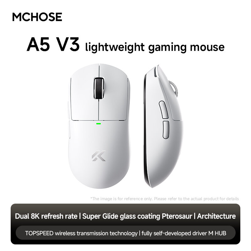 Мышь компьютерная игровая MCHOSE A5 V3, беспроводная/проводная, цвет товара White — фото 1