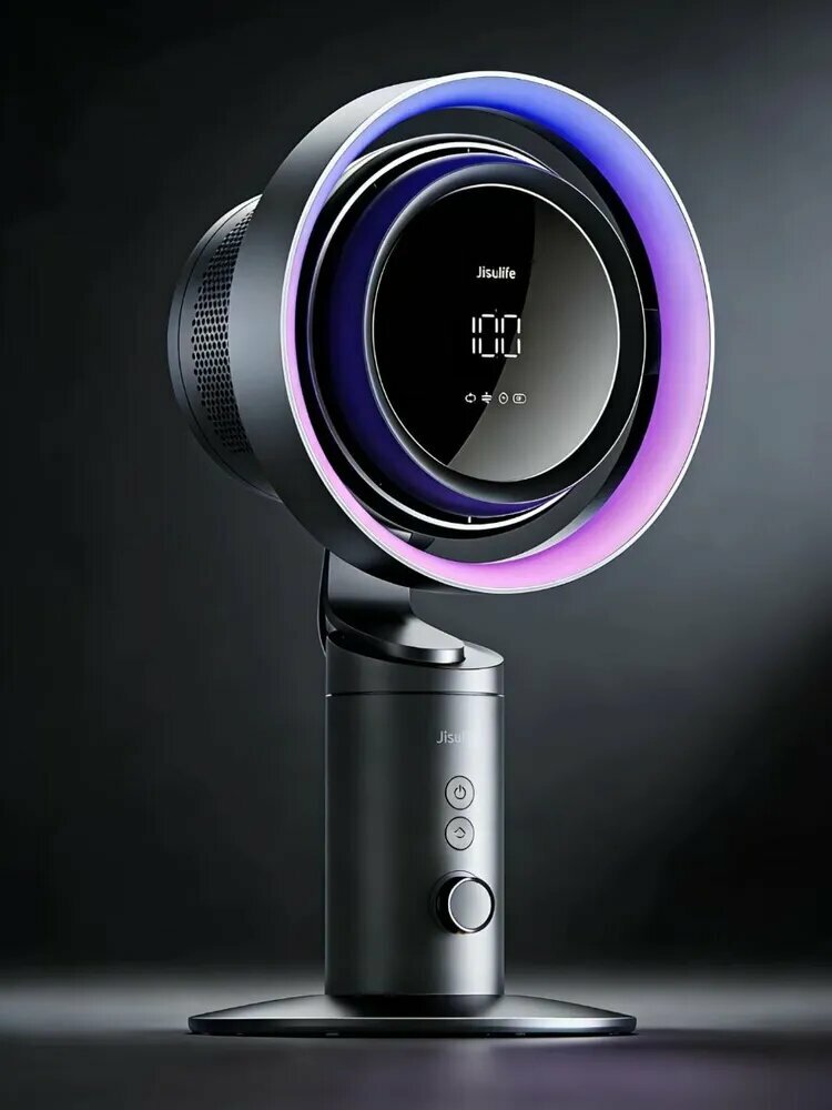 Портативный вентилятор Вентилятор с HEPA-фильтром и RGB-подсветкой, темно-серый