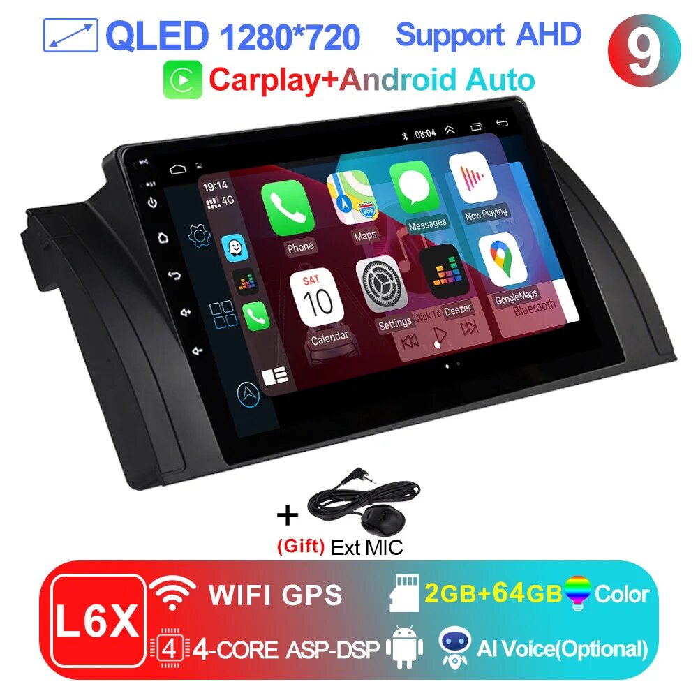 LEHX L6 Pro Автомобильный Android 14 2Din Автомобильный Радио Мультимедийный Видеоплеер Для BMW 5 E39 1995-2003 E53 X5 M5 Carplay GPS Автораadio