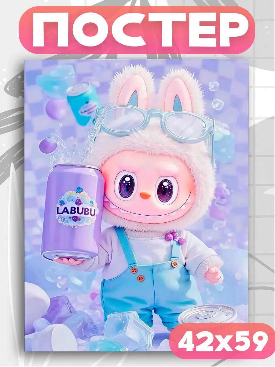 Постеры на стену лабубу labubu , плакат 1шт, А2 размер.