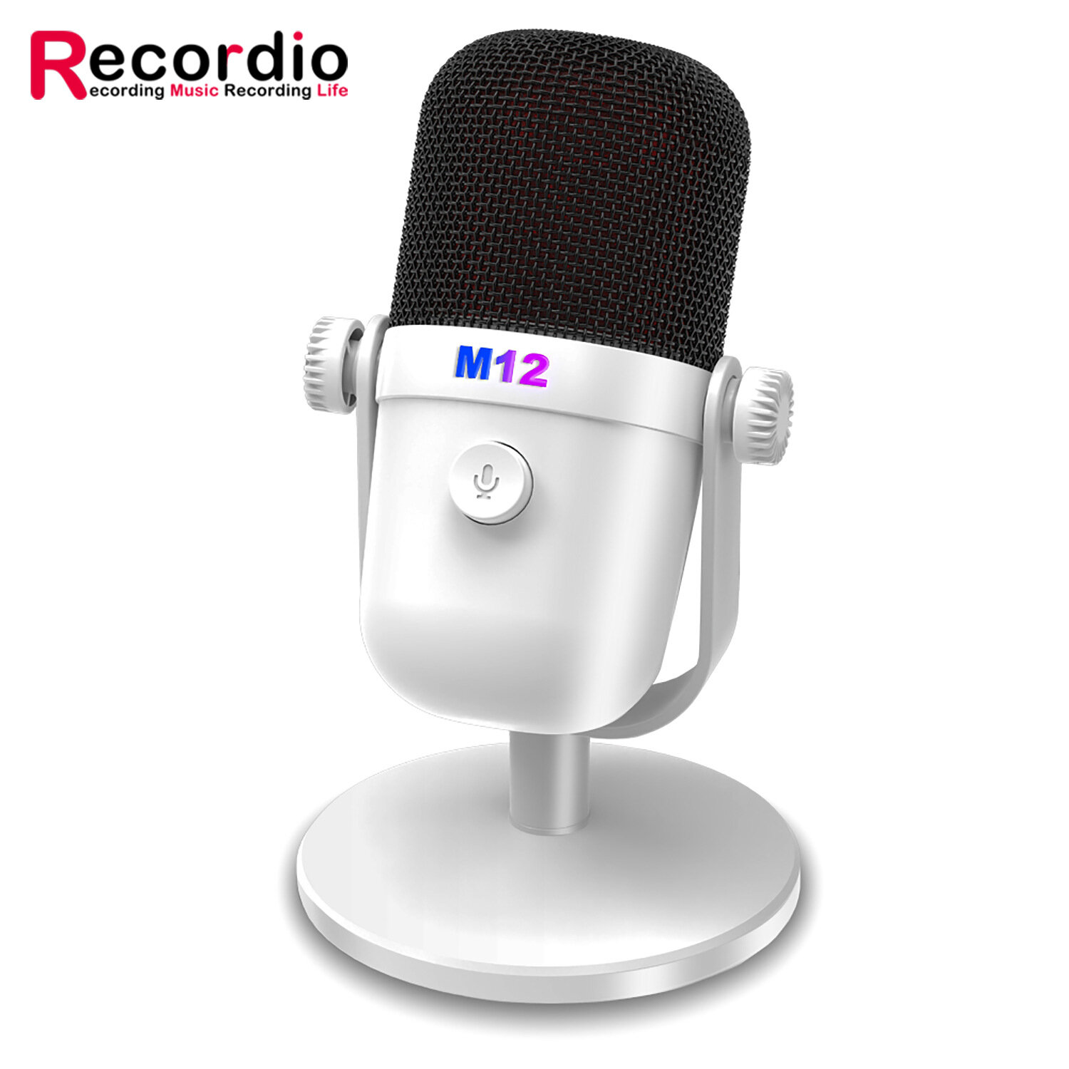 USB-микрофон с подсветкой RGB для игр, стриминга и записи - белая настольная модель для геймеров и создателей контента