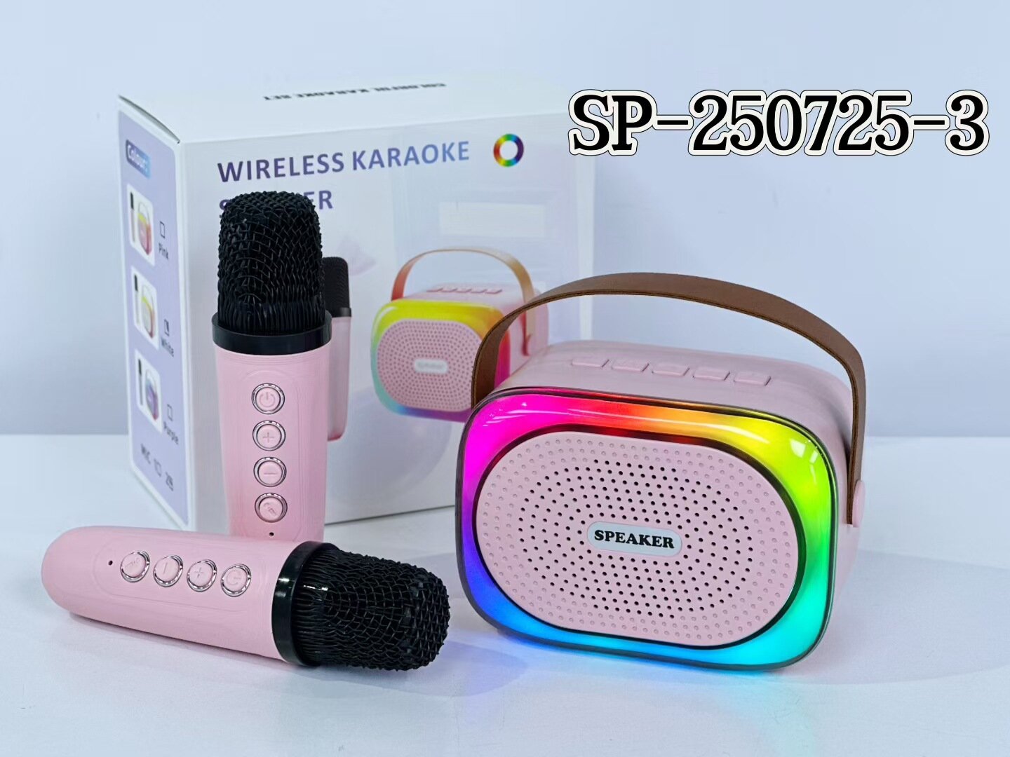 Детский беспроводной Bluetooth-динамик с микрофоном для карате, компактная портативная стереосистема розового цвета для