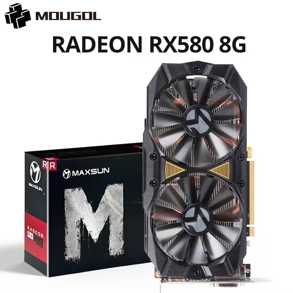 Видеокарта MOUGOL Full New AMD Radeon RX580 8G с памятью GDDR5 для игр, видеоадаптер PCIE3.0x16 HDMI-compatible для настольного компьютера