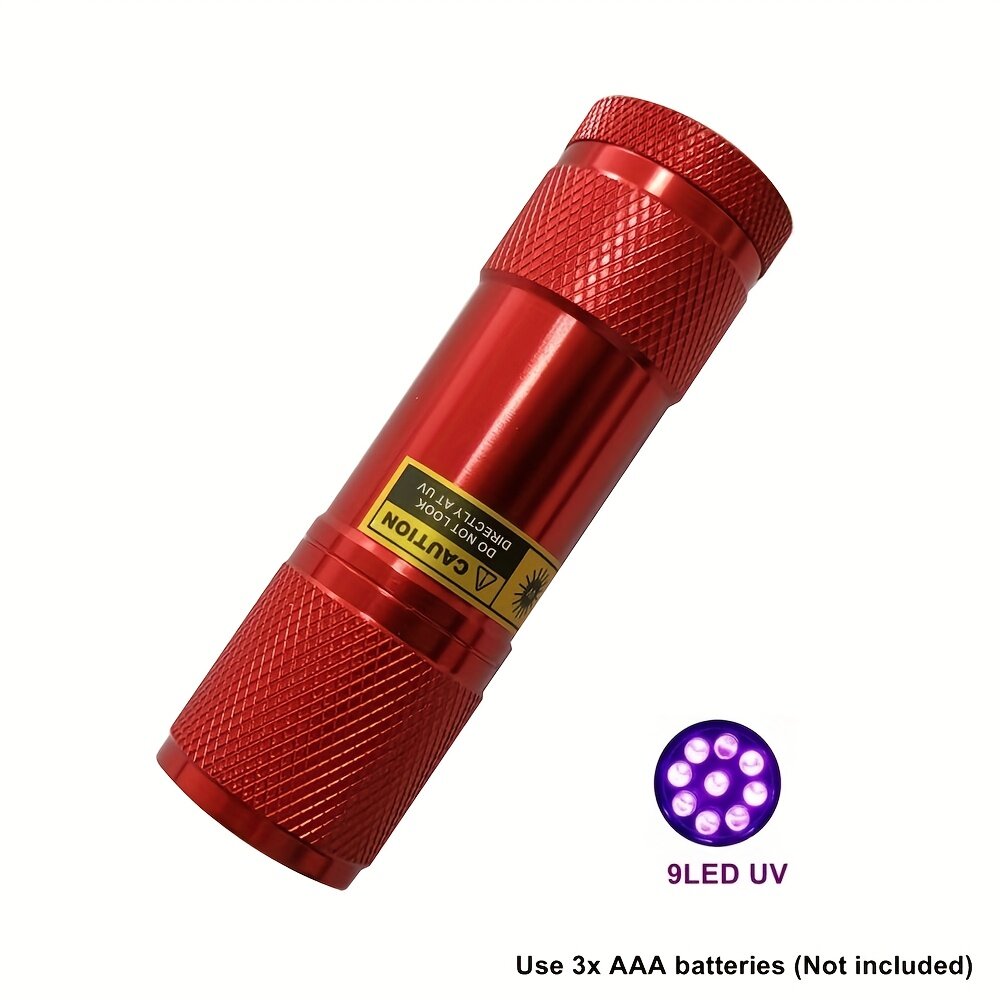 Alonefire Фонарик UV 395-400нм, 9 LED, мини-фонарик для отверждения, детектор плесени, проверка скрытых чернил, на батар