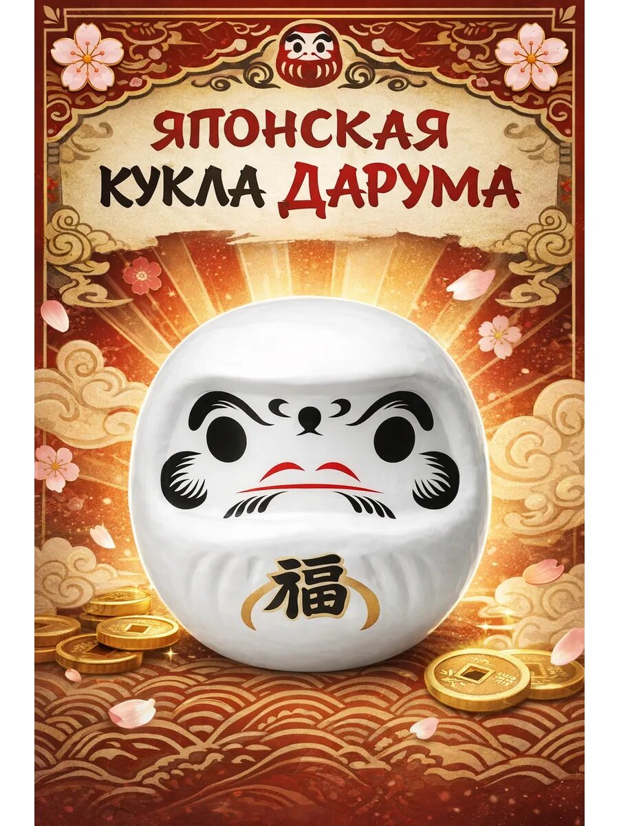 Дарума японская фигурка кукла белая фарфоровая талисман, детская игрушка