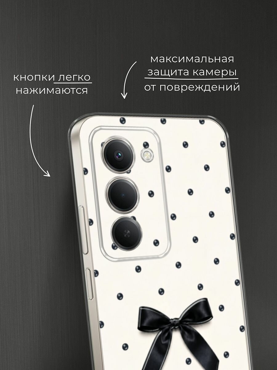 Силиконовый чехол на Xiaomi Redmi 15 / Сяоми Редми 15 с принтом Бантик на фоне в горошек — фото 1