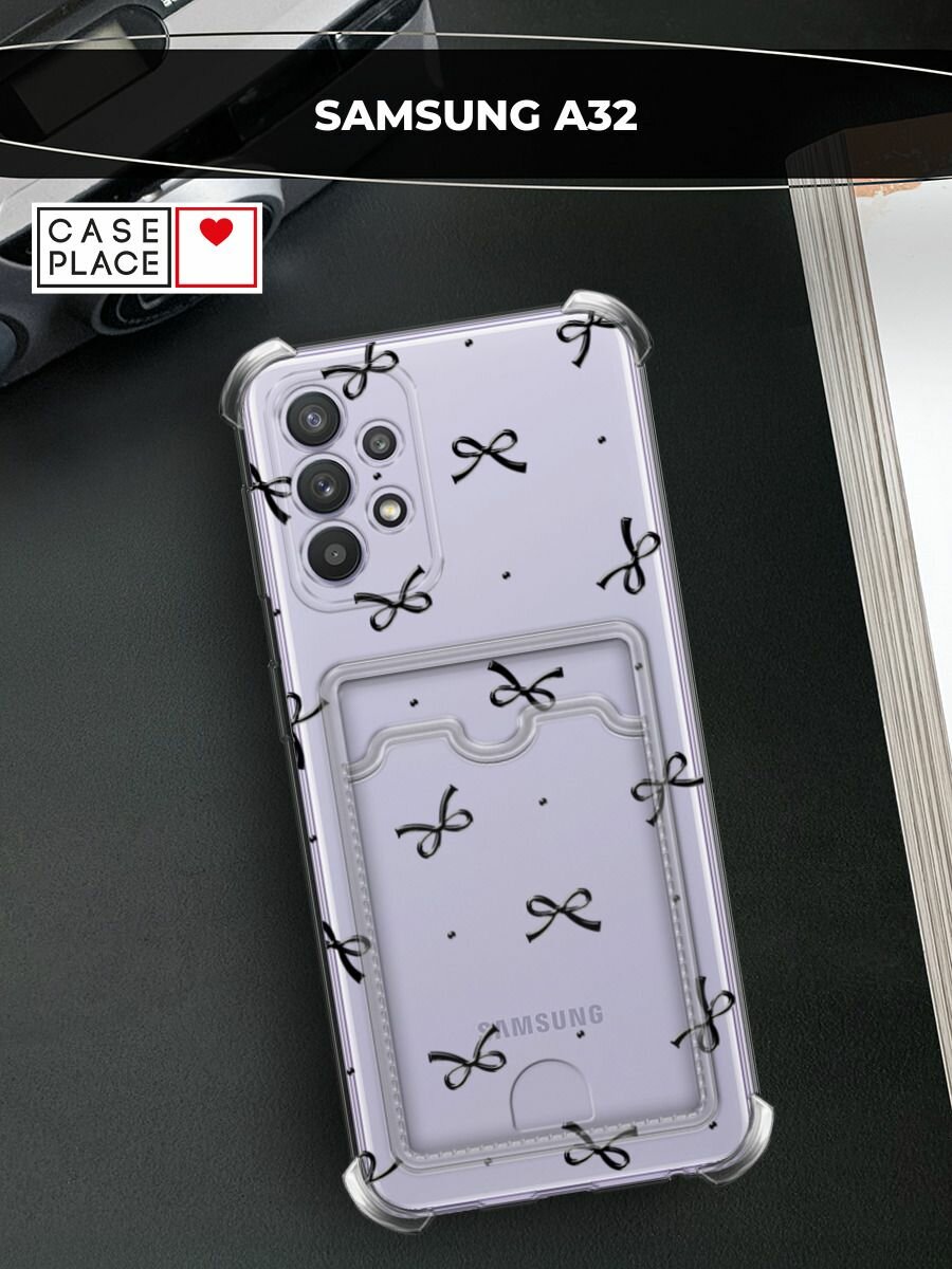 Чехол на Samsung Galaxy A32 (Самсунг Галакси А32) с картой и принтом Бантики и точки