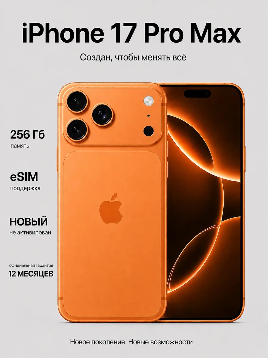 Смартфон iPhone 17 Pro Max eSIM 256GB Orange (Оранжевый) Новый