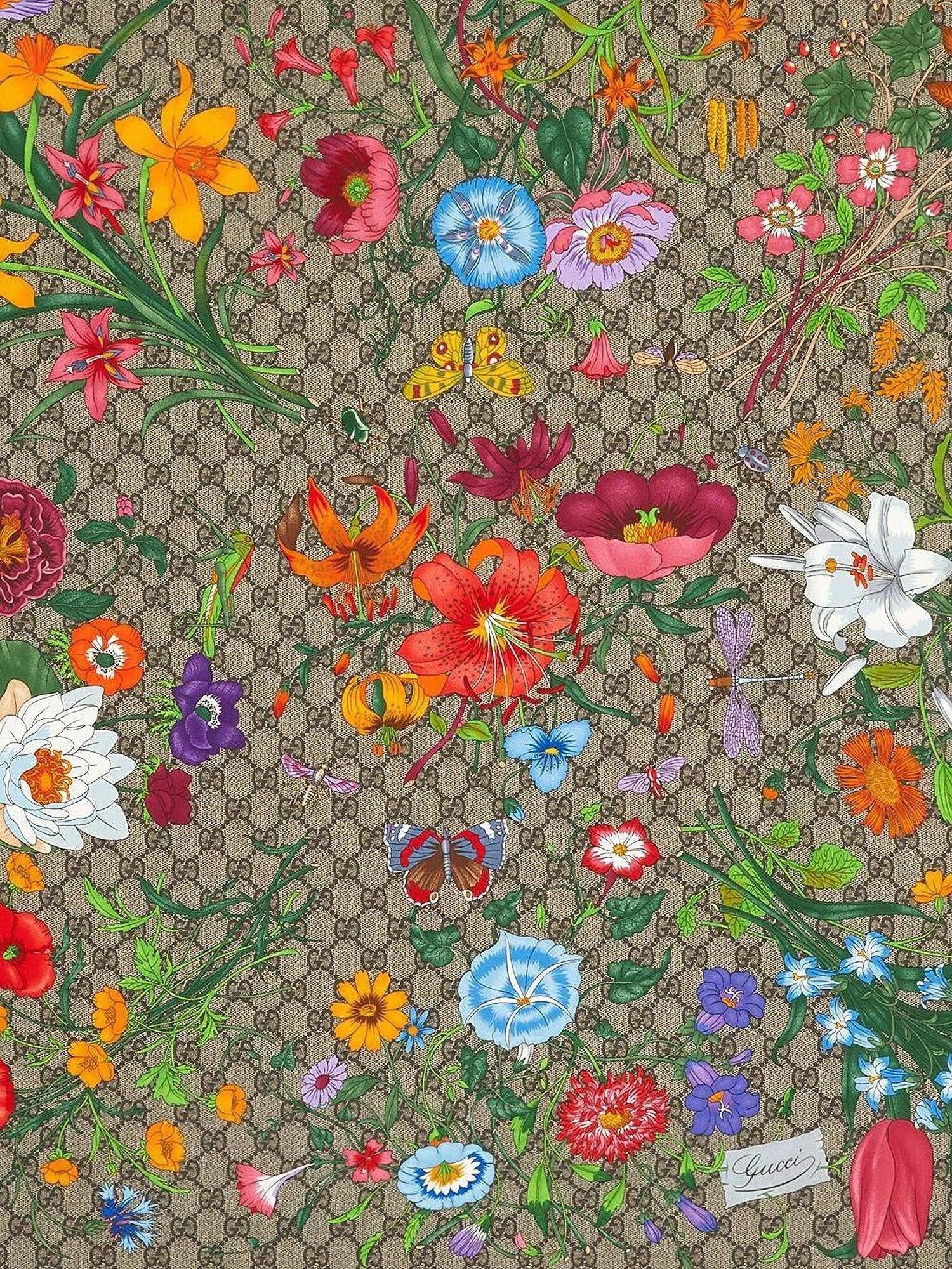 Шарф GUCCI GG Flora для девочек, разноцветный — фото 1