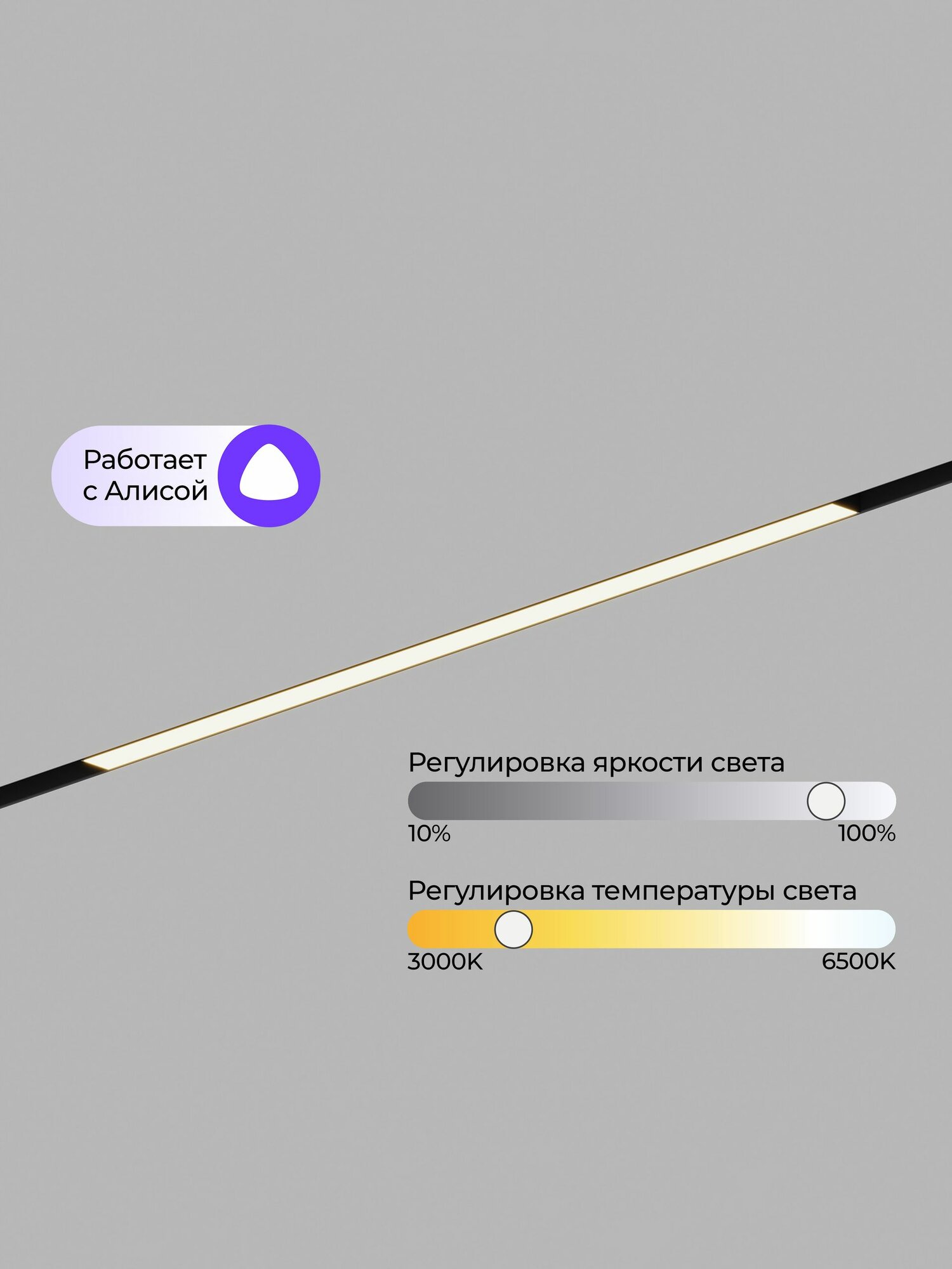 Трековый линейный светильник Hesby ElDeko Smart ZigBee HSBL_0237 24Вт 600мм 3000-6500К чёрный