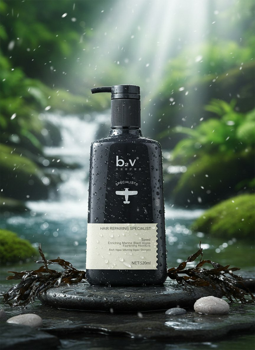 B2V Восстанавливающий шампунь для волос с экстрактом чёрных водорослей Black Algae Shampoo (Silky & Repair) 520мл