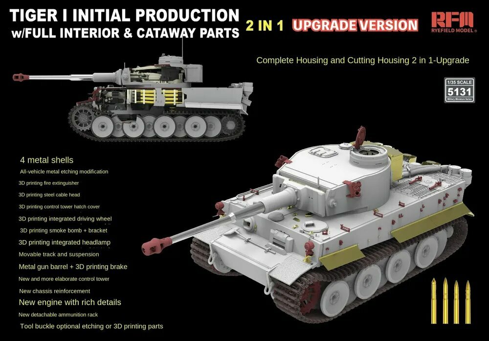 RYEFIELD RM5131 1/35 Модель танка модернизирована Tiger I Pz.Kpfw. VI Ausf. E