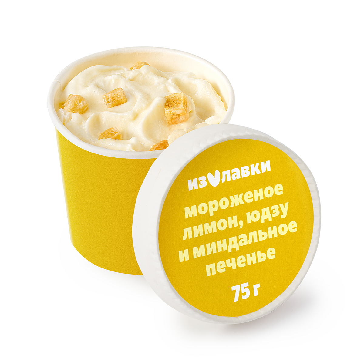 Мороженое сливочное «Из Лавки» лимон-юдзу с кусочками печенья