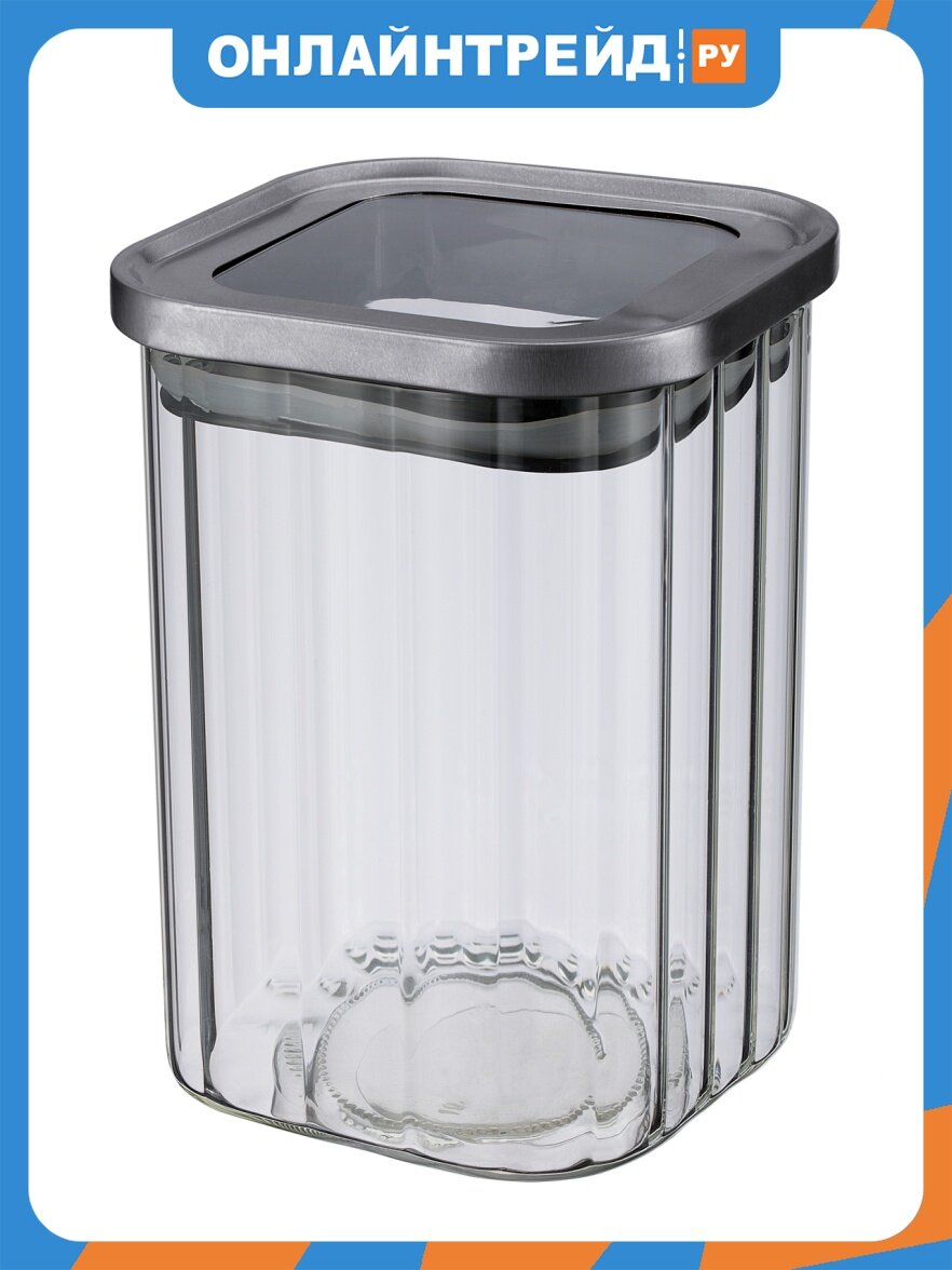 Банка Regent Inox Linea Desco 0.85 л, для сыпучих продуктов, стекло (74-710)