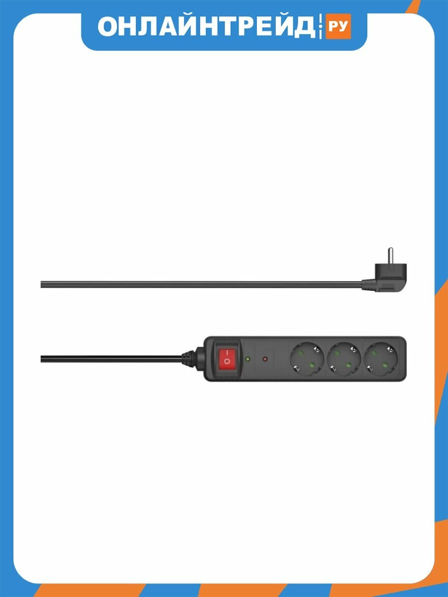 Сетевой фильтр Hama H-223151 (3 розетки), 1,4 м, Черный