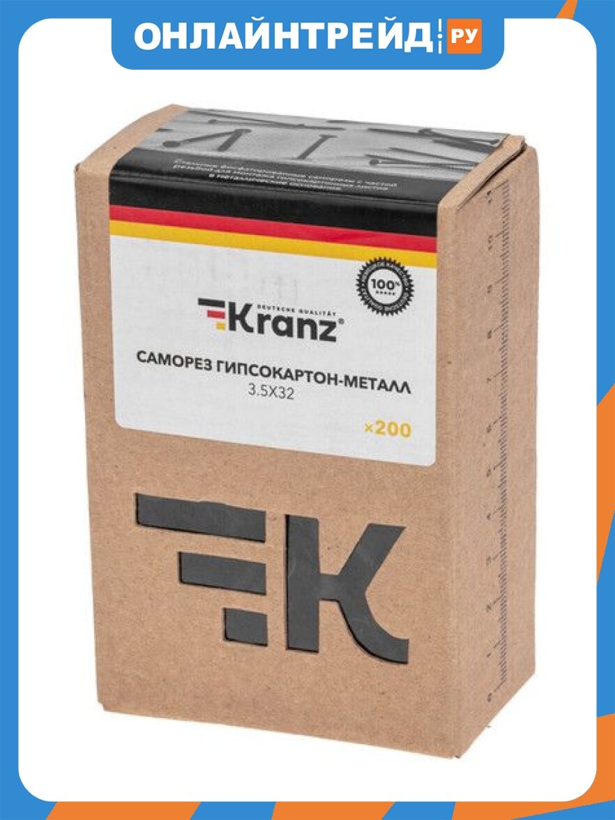 Саморез Kranz гипсокартон-металл 3.5х32, 200 шт.